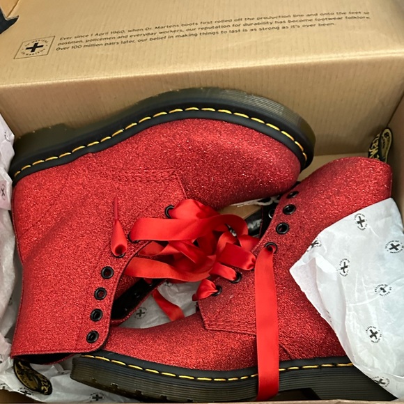 Dr. Martens | Shoes | Drmartens Red Glitter Boots | Poshmark